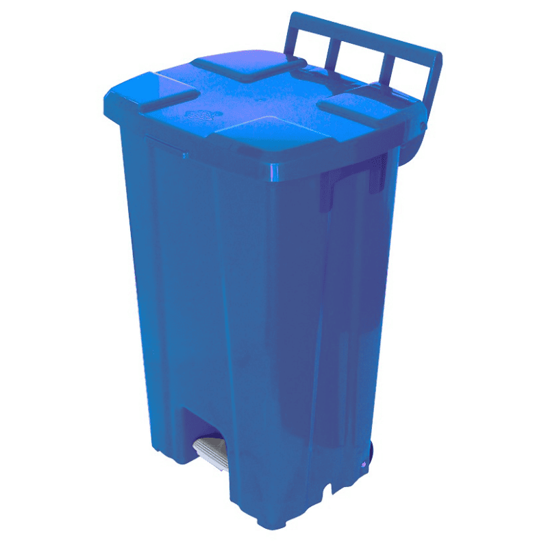 LIXEIRA QUADRADA PLASTICA COM PEDAL E RODAS 100L – P100 – SJ Limp